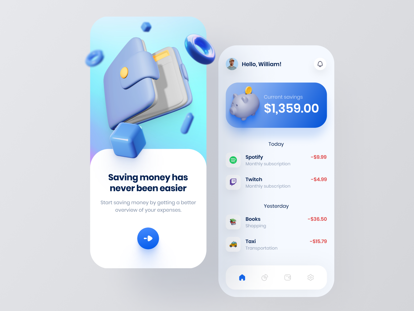 Money Saving App by William Hedin on Dribbble