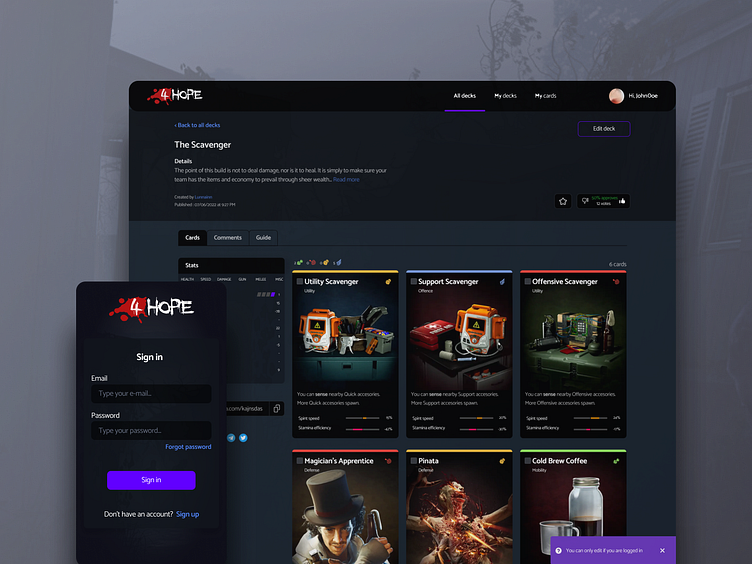 Card Game Website by InnovationDS for InnovationDS on Dribbble