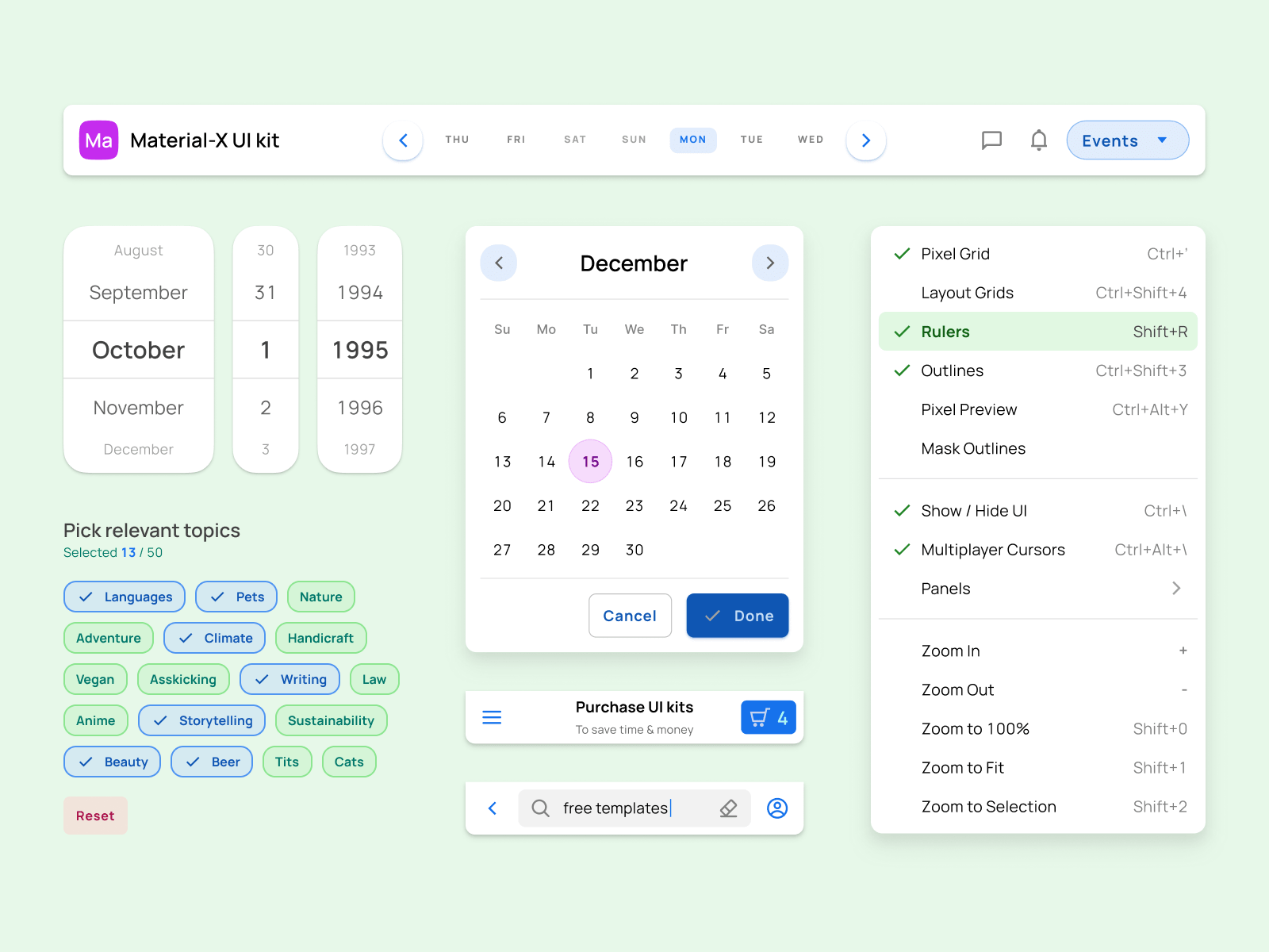 Figma UI kit – Material X design system by Roman Kamushken for ...