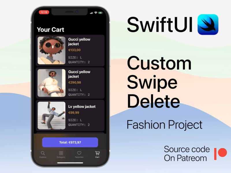 Swipe delete swiftUI by Daniel Swift on Dribbble