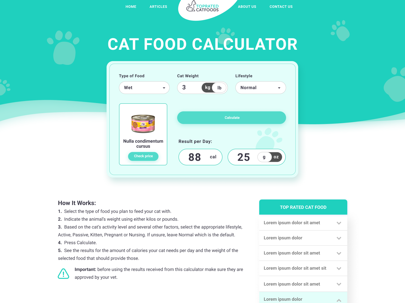 Cat food calculator UX and UI design. by Vitalii Shevchuk on Dribbble