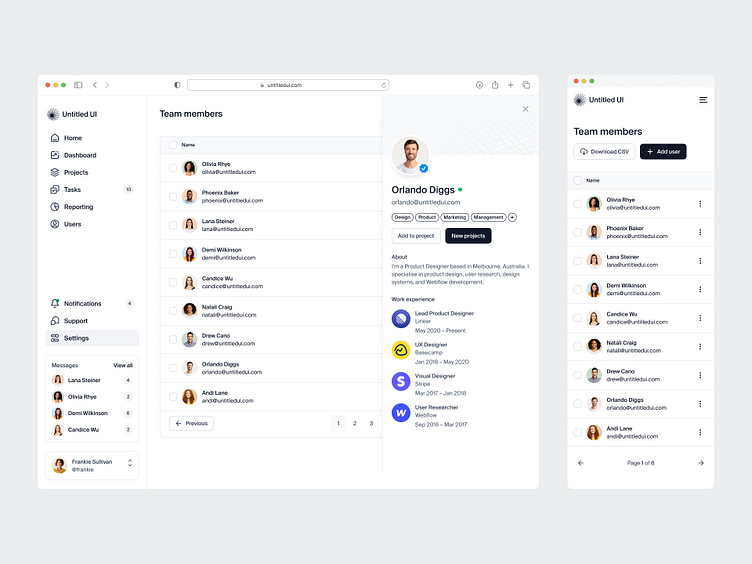 Team management table — Untitled UI by Jordan Hughes® on Dribbble