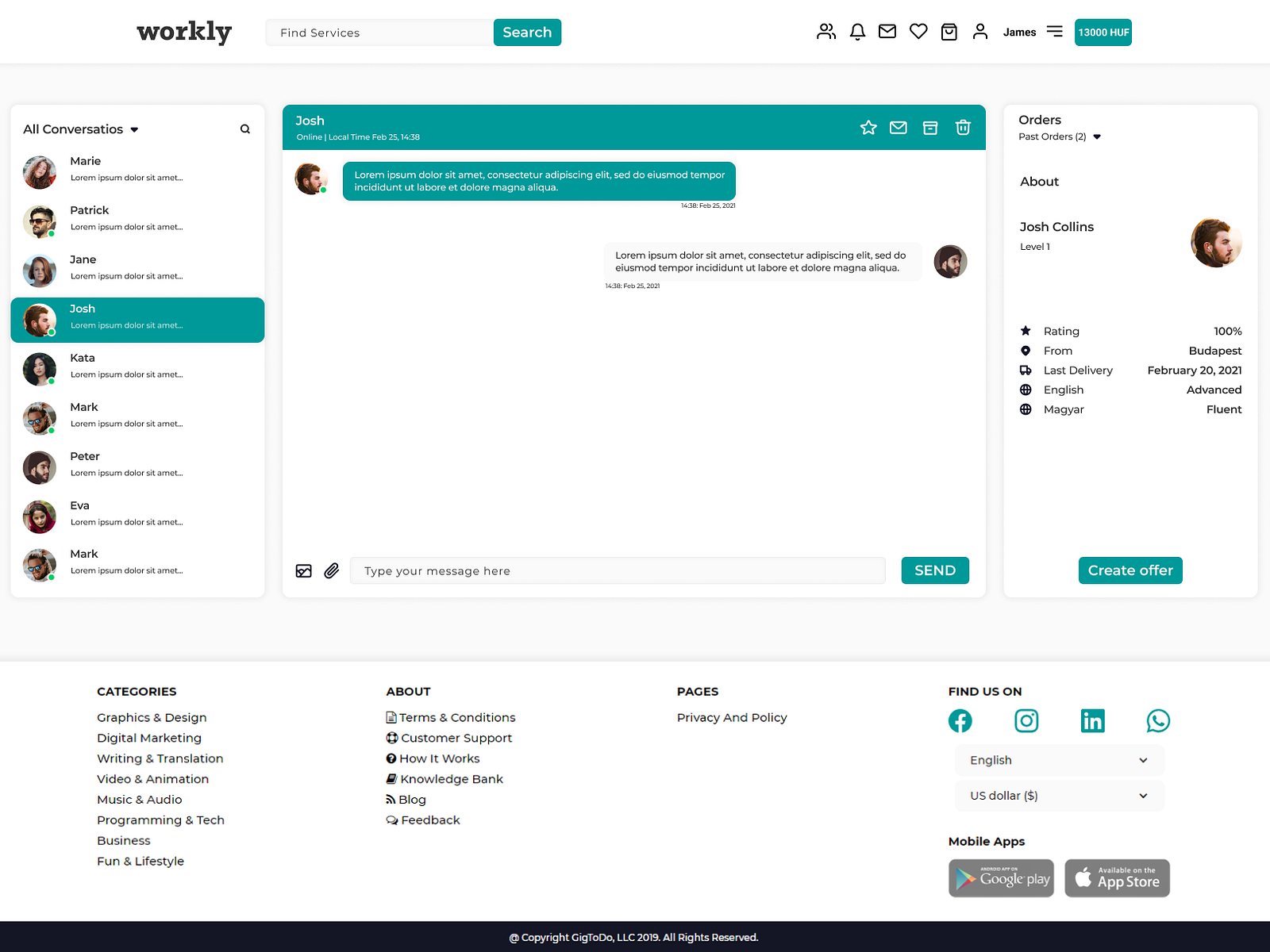 Messages UI design by Máté Morvai on Dribbble