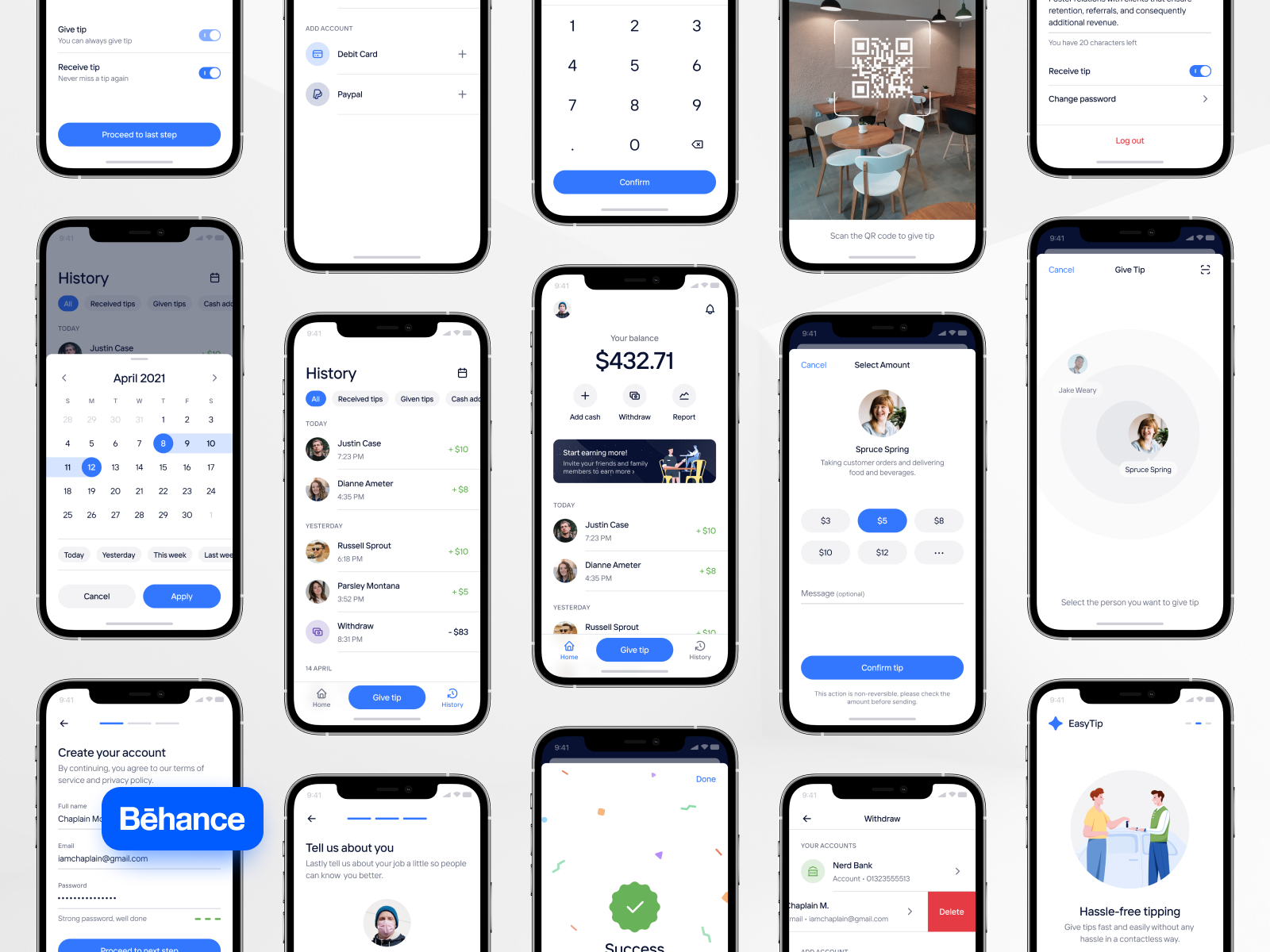 EasyTip - Digital Tipping App For iOS (UI/UX) by MD Fatih Takey on Dribbble