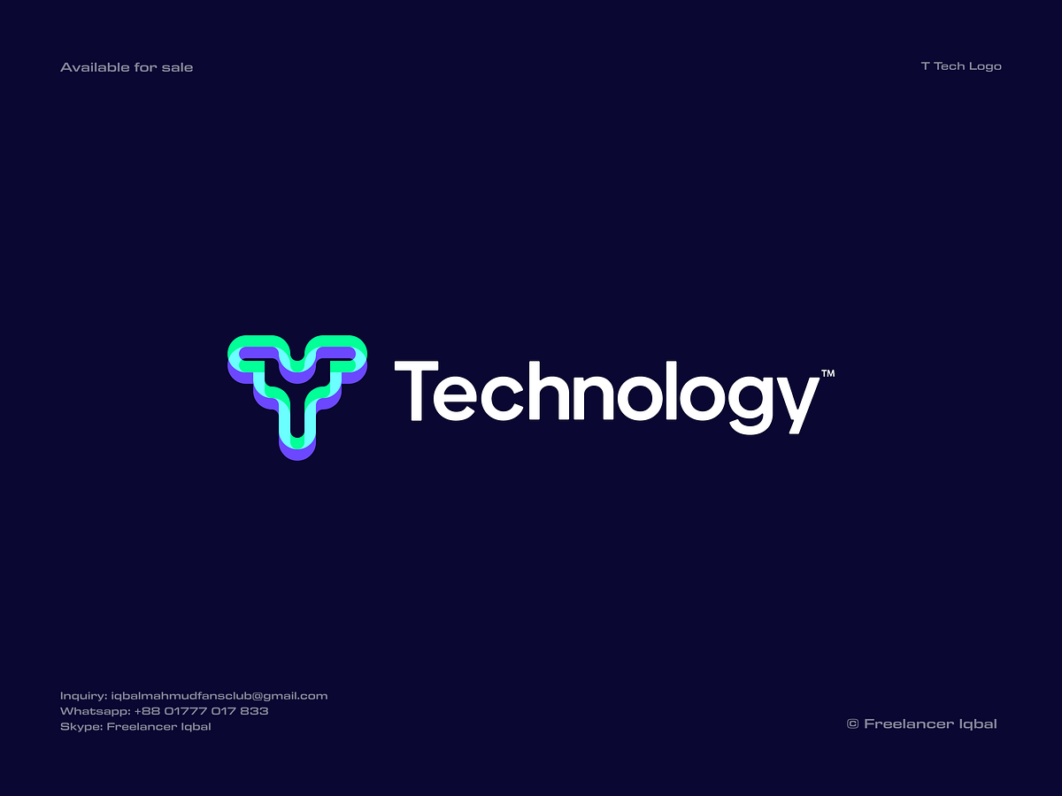 T Tech Logo Design Concept by Freelancer Iqbal | Brand Logo Designer ...