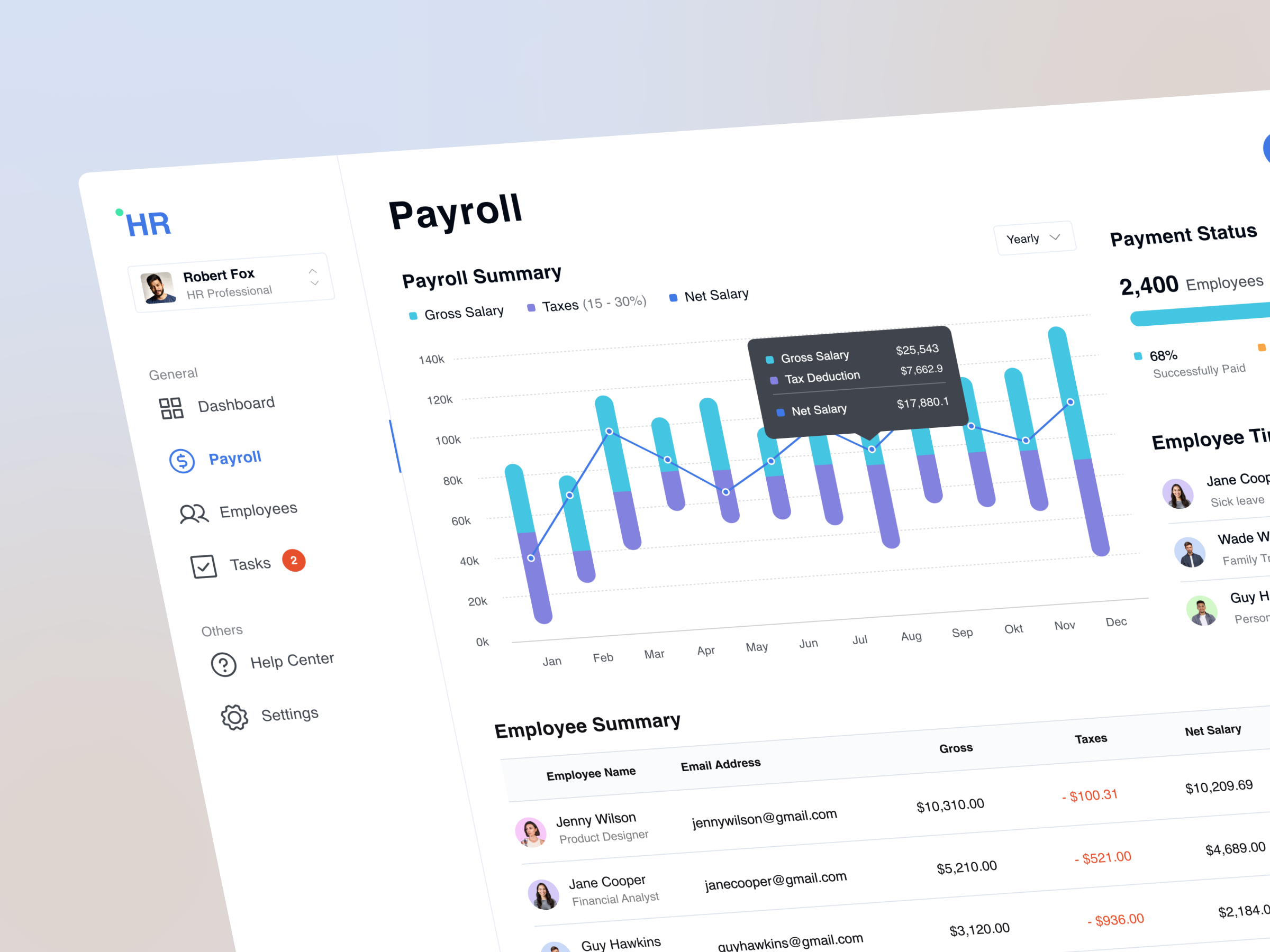 HR Management Dashboard - Payroll Page by Michael Stevanus Hartono ️ on ...