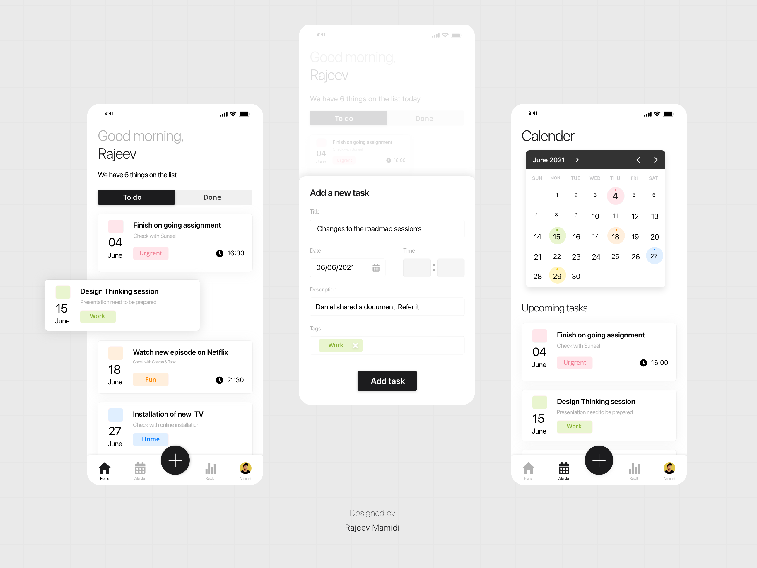 Task Manager UI by Rajeev Mamidi on Dribbble