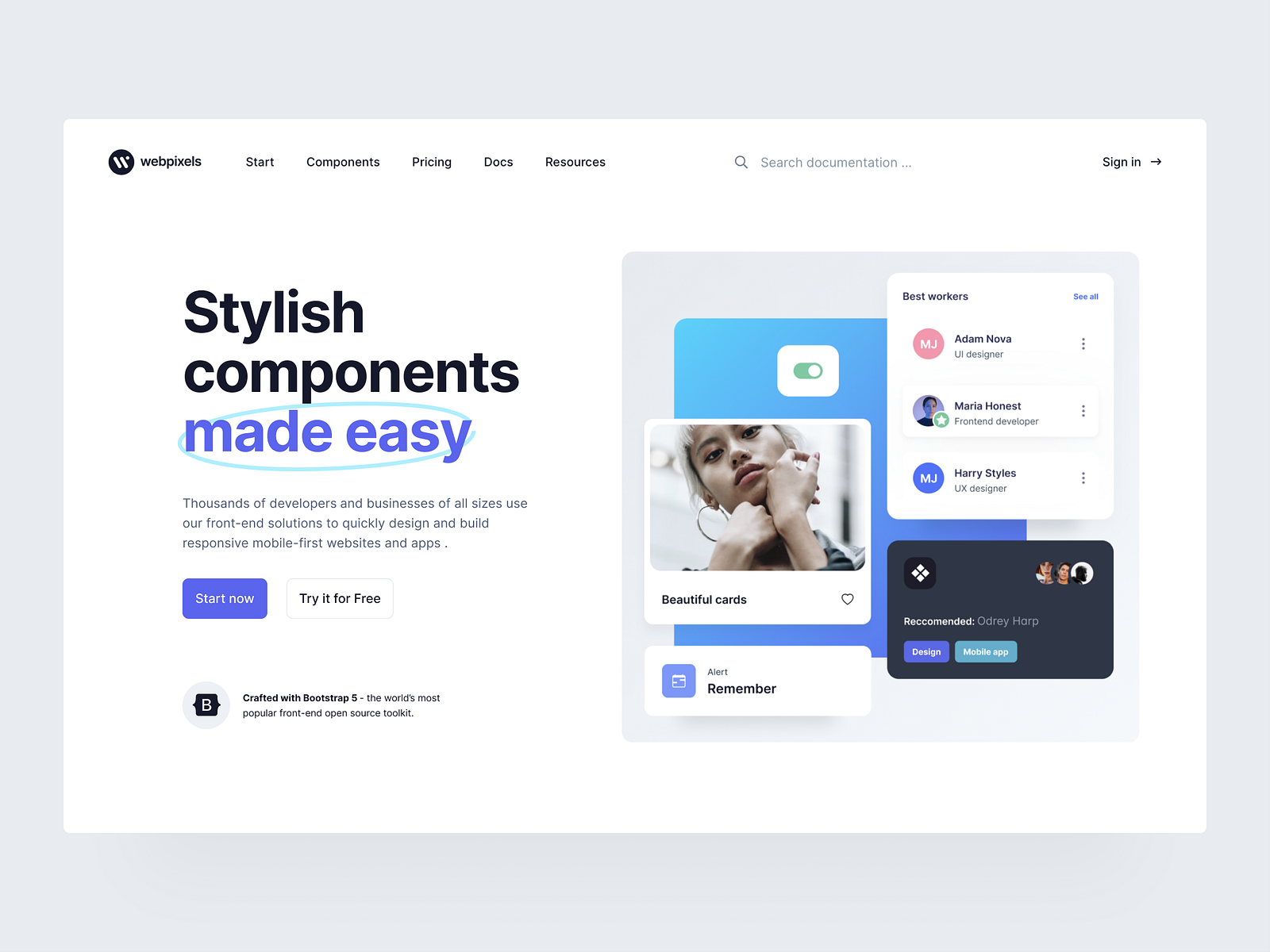 Bootstrap 5 Components - New Website - Webpixels by Webpixels on Dribbble