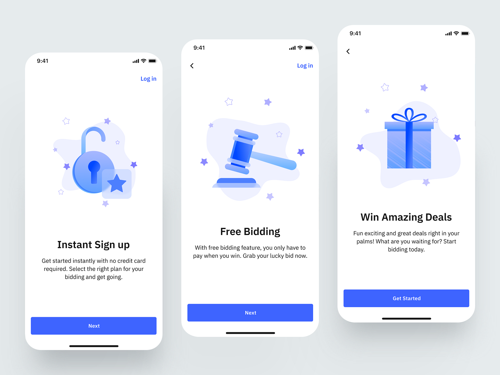 Bidding App - Onboarding by Priyank Shah on Dribbble