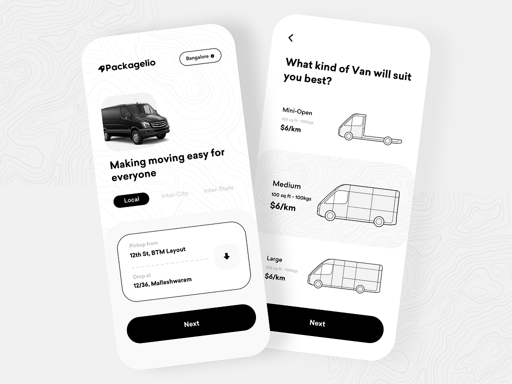 Shipping Van Booking Application by Ajay Shekhawat on Dribbble