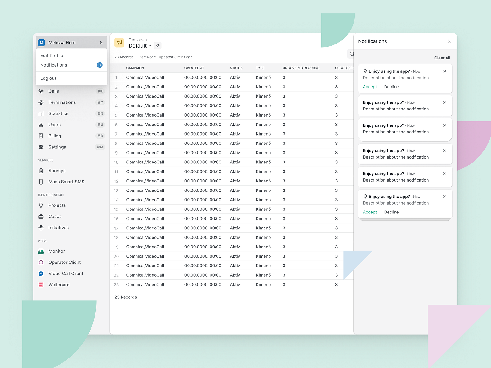 Notification list in side sheet by bozorakos on Dribbble