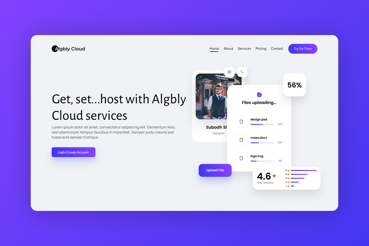 Cloud Service Website UI by Subodh Sirohi on Dribbble