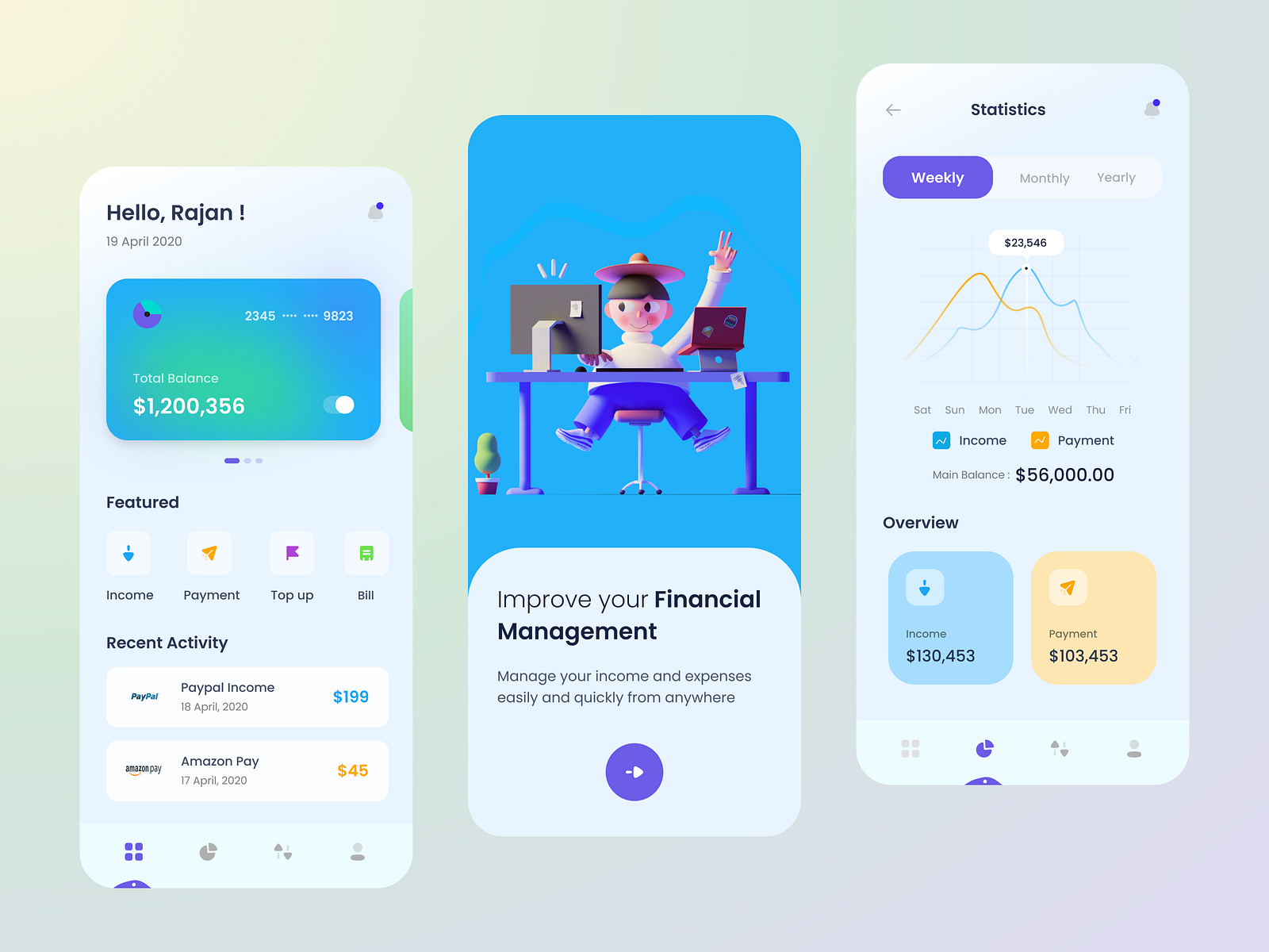 Financial Management App - UI Concept by Rajan Raj on Dribbble