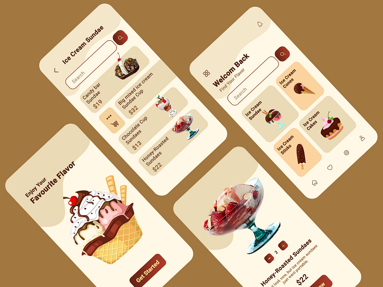 Ice Cream Shop App Design by Guru TechnoLabs on Dribbble