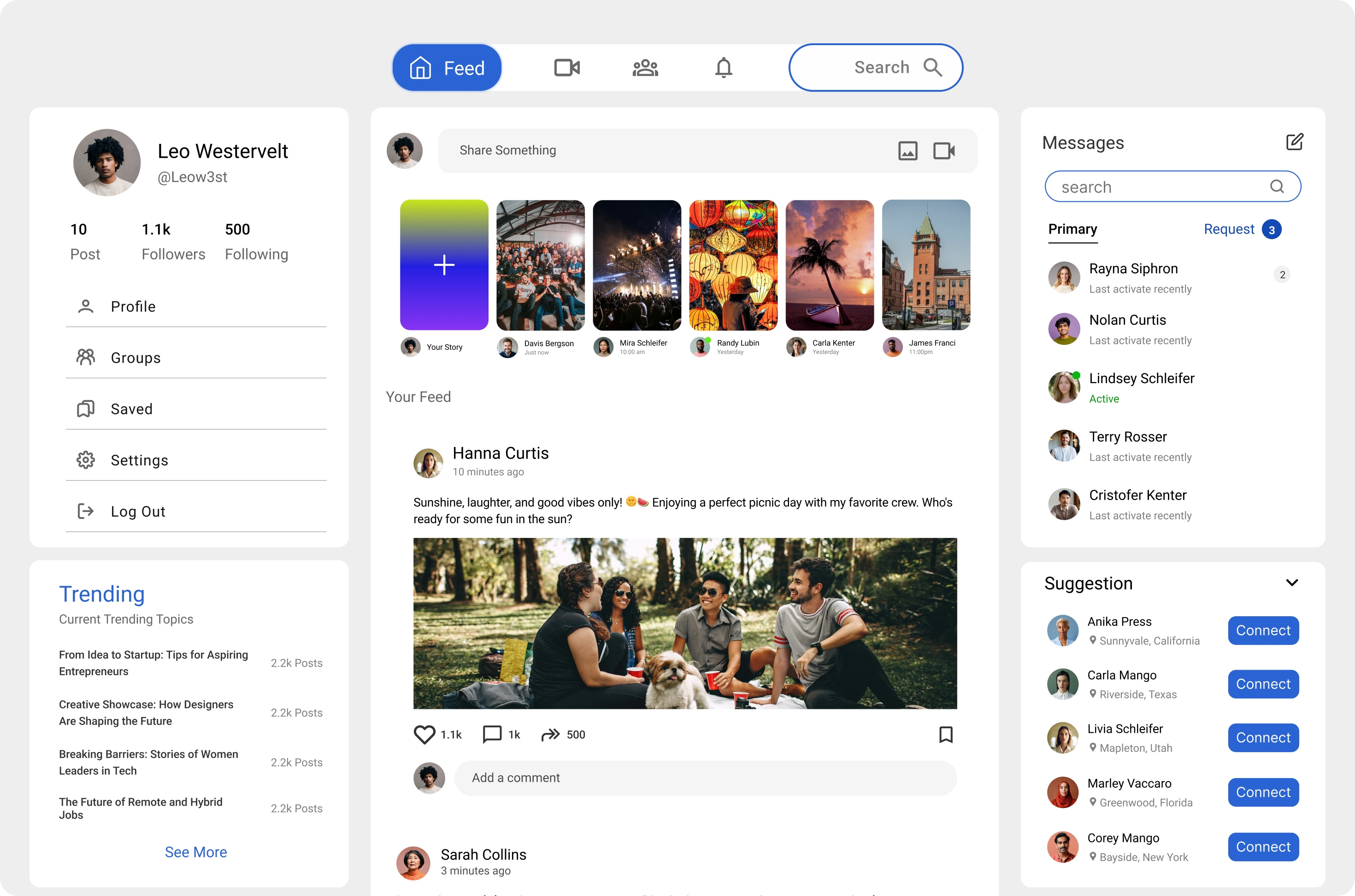 Social Media Website UI by Deepika Ramesh on Dribbble
