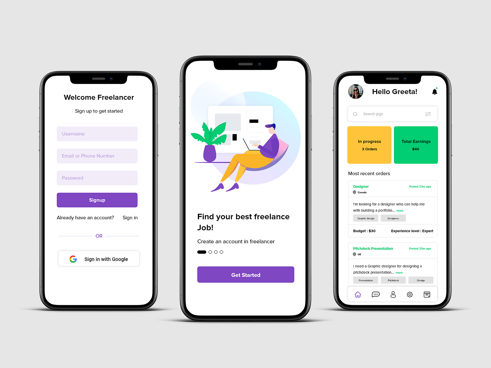 Freelancing Platform UI by Wondercat on Dribbble