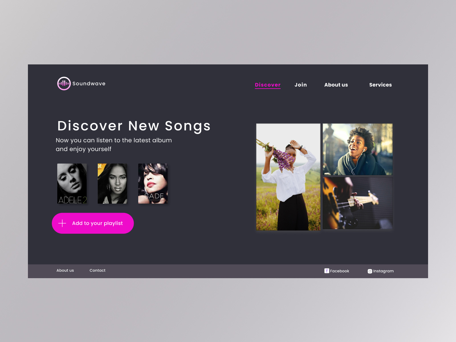 Simple Music Website by Nermen Dashar on Dribbble