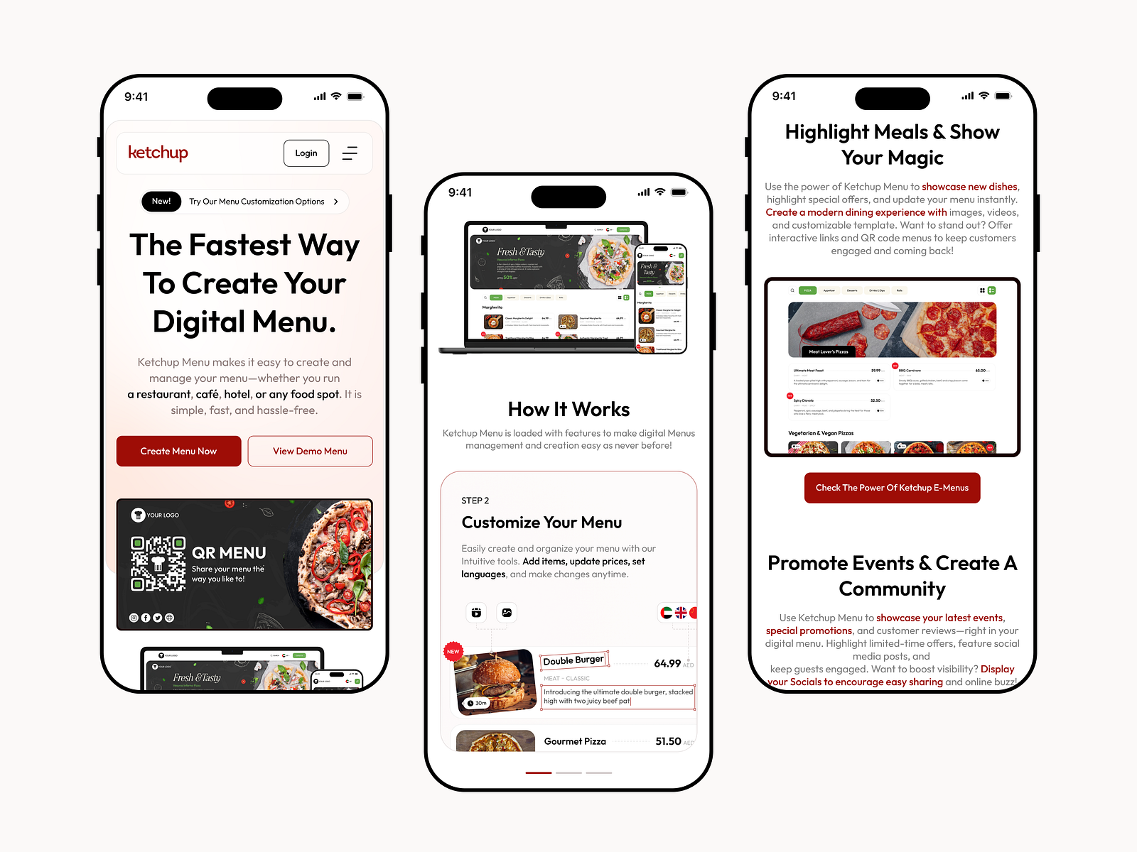 Ketchup Menu – Mobile Landing Page Design by Yazn A on Dribbble