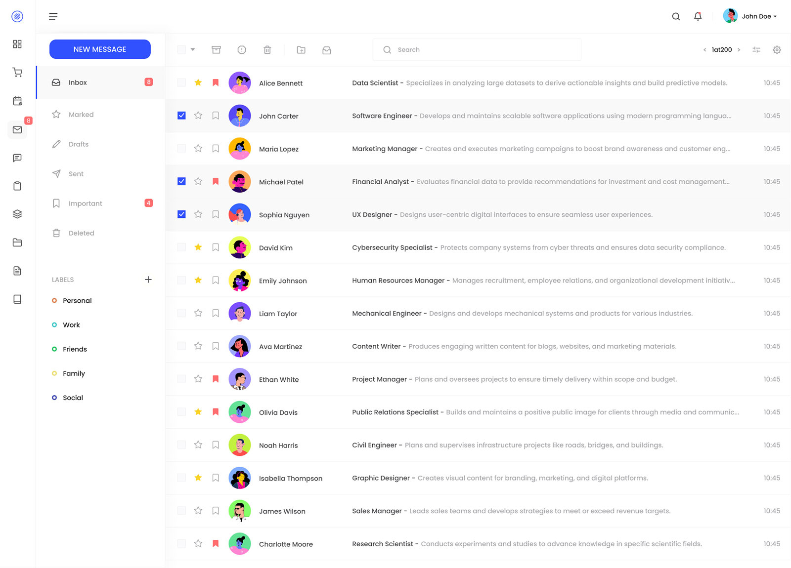 Mail Desktop Application - Inbox UI Design by Jonathan on Dribbble
