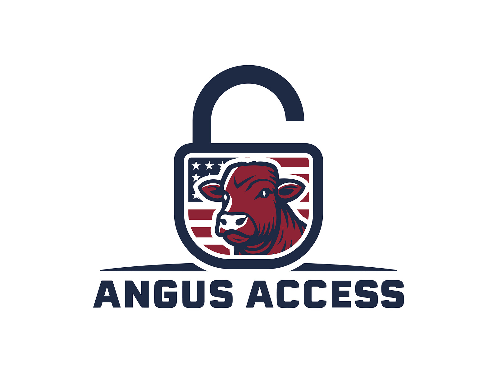 Angus Cow Logo with American Flag & Lock by 78vector on Dribbble
