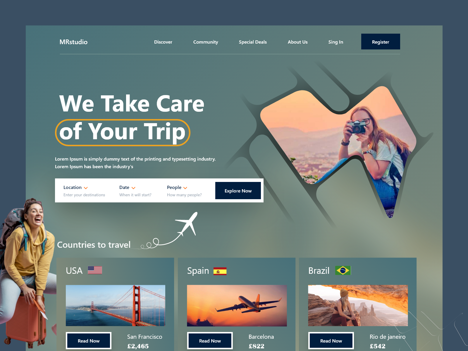 Travel Agency Website by Masud Rana on Dribbble