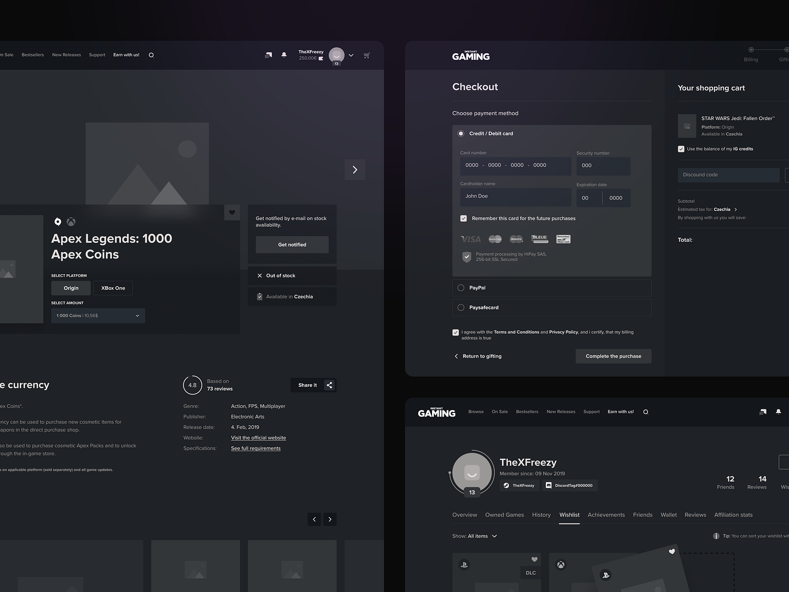 Instant Gaming - Wireframes by Lisa Martinovska on Dribbble