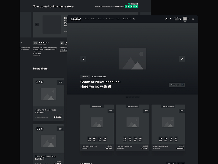 Instant Gaming - Wireframes by Lisa Martinovska on Dribbble