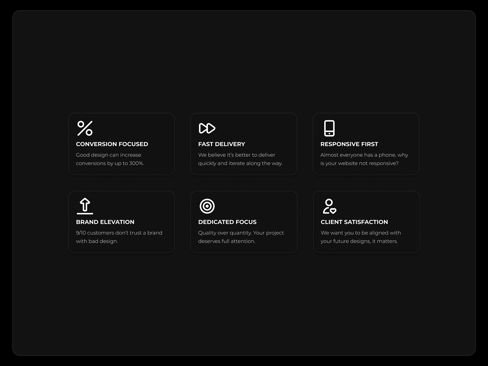 Our approach // benefits section by Andrej on Dribbble