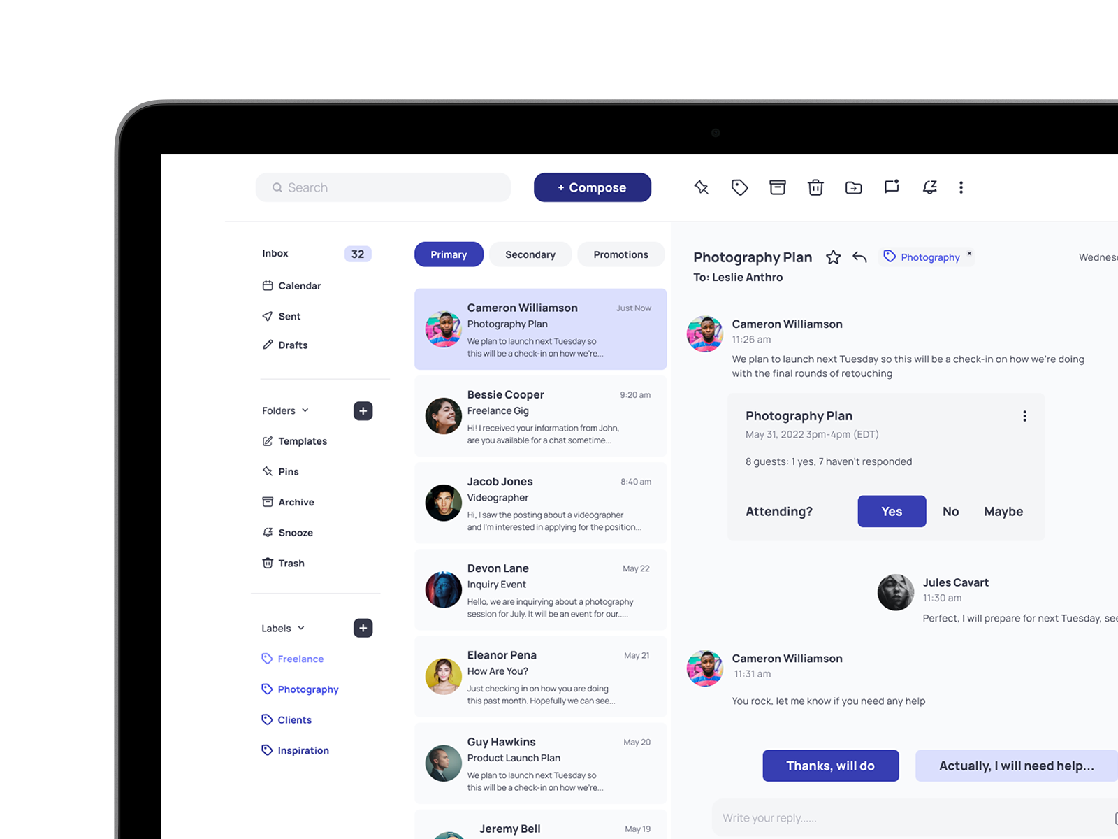 Email Desktop Application by Ashley Golladay on Dribbble
