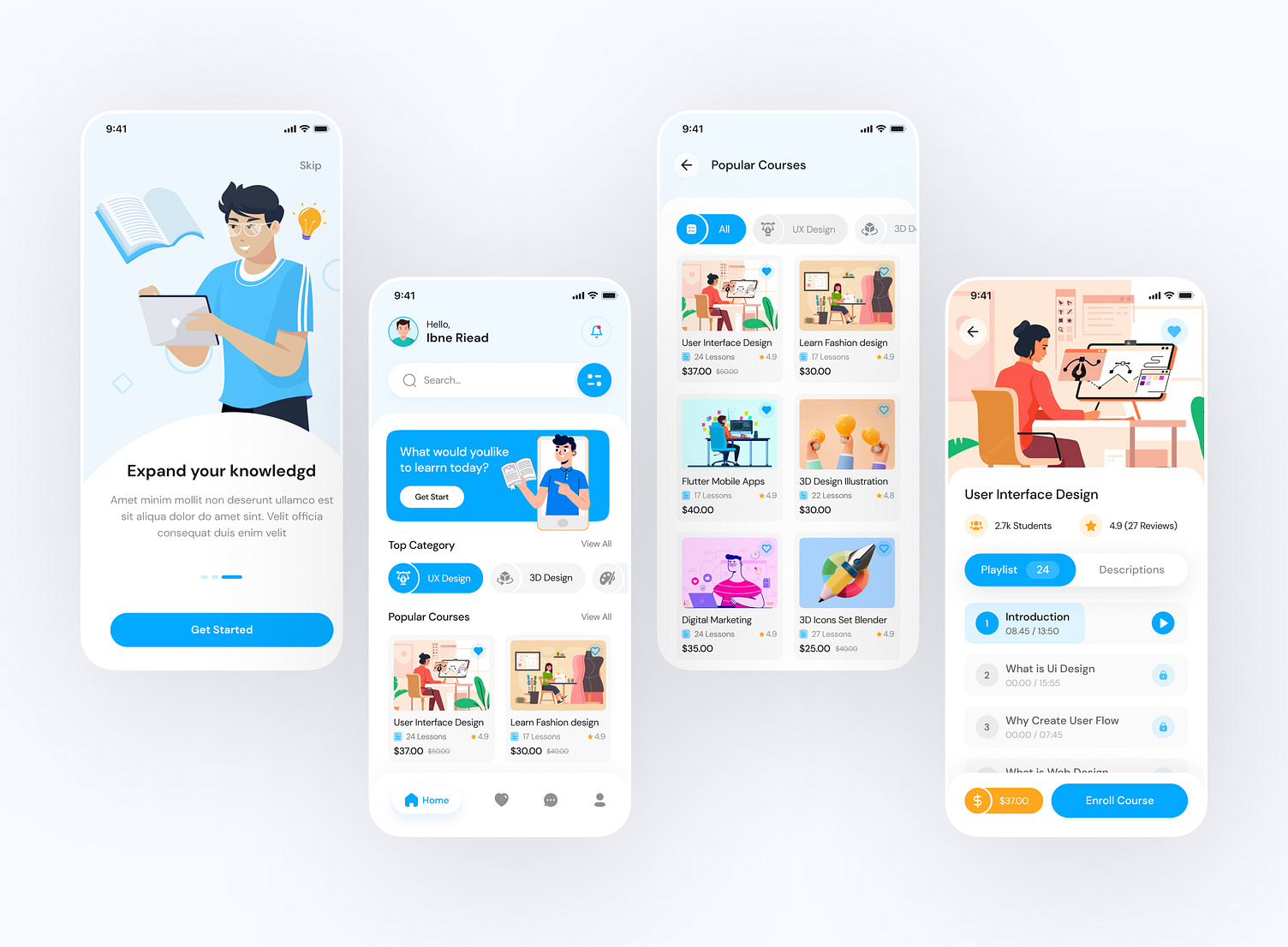 Online Course App | UI Design by Ibne Riead for Pixel Navy Agency on ...