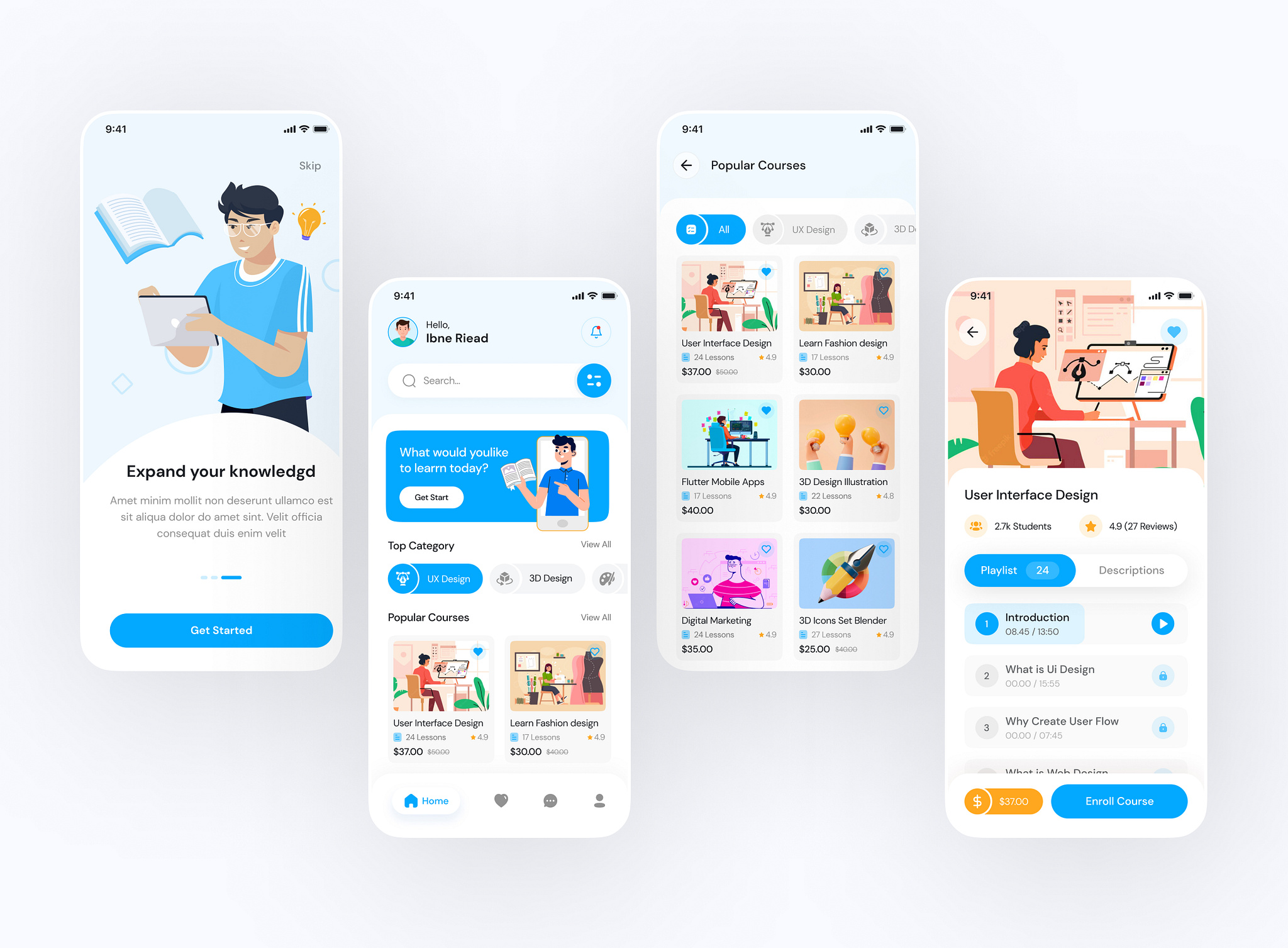Online Course App | UI Design by Ibne Riead for Pixel Navy Agency on ...