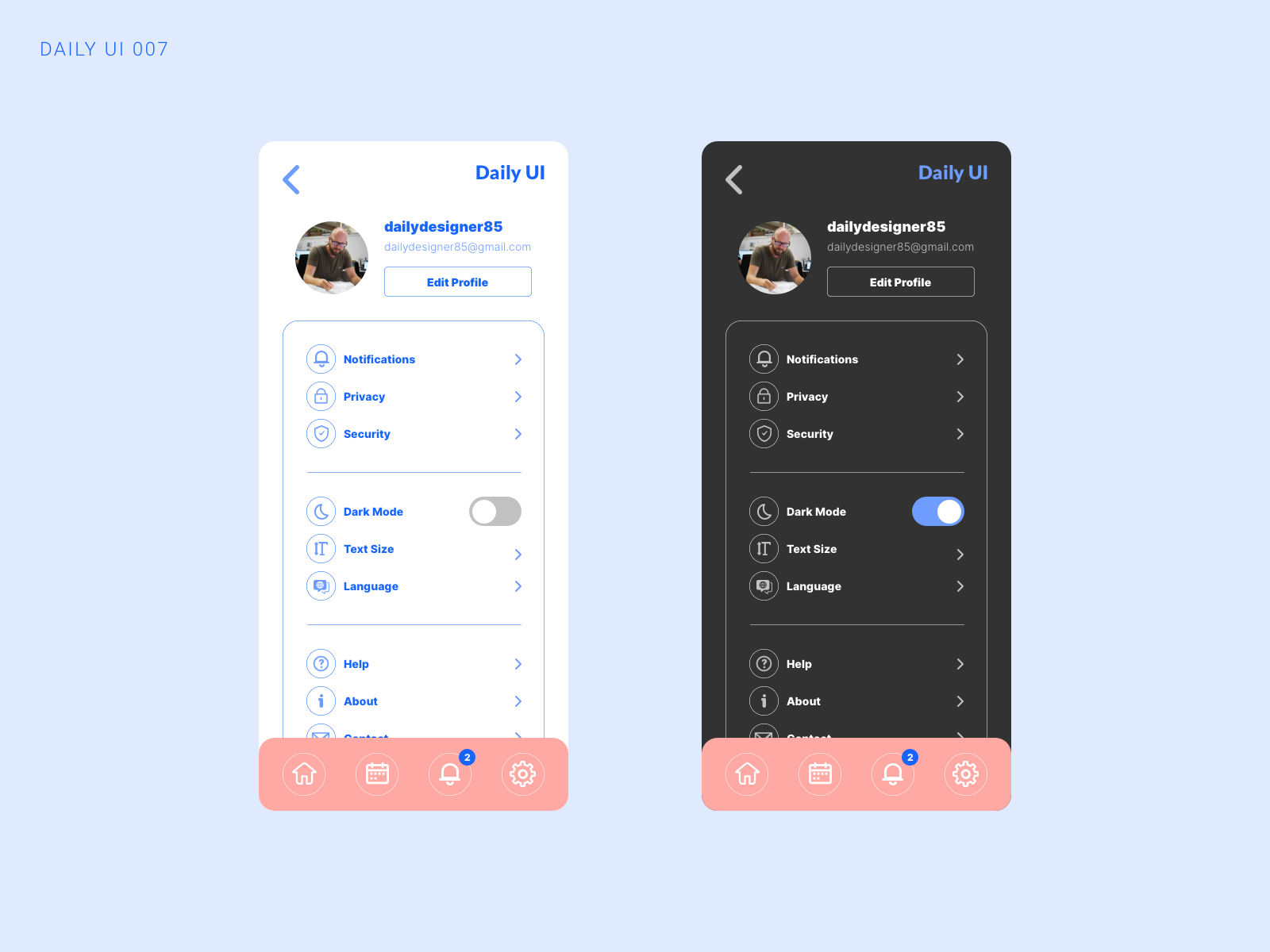 Daily UI 007 - Settings by Jonathan Fox on Dribbble