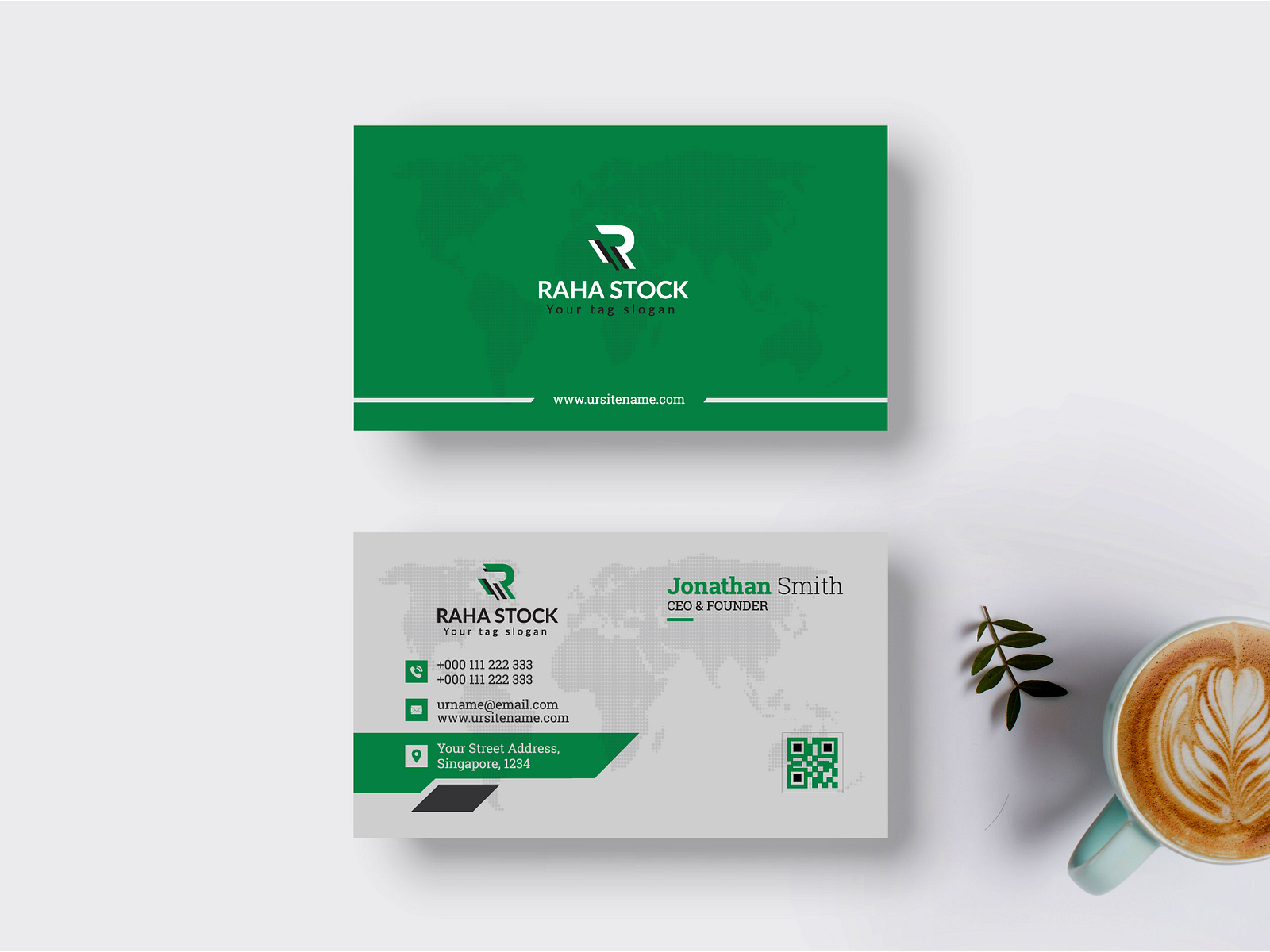 Green corporate modern business card, name card template layout by ...