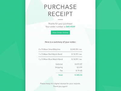 Email Receipt by Brooks Peffer on Dribbble