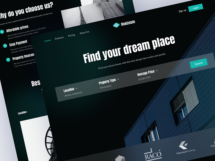 Landing Page - Risk Estate by Raffialdo Bayu for Enver Studio on Dribbble