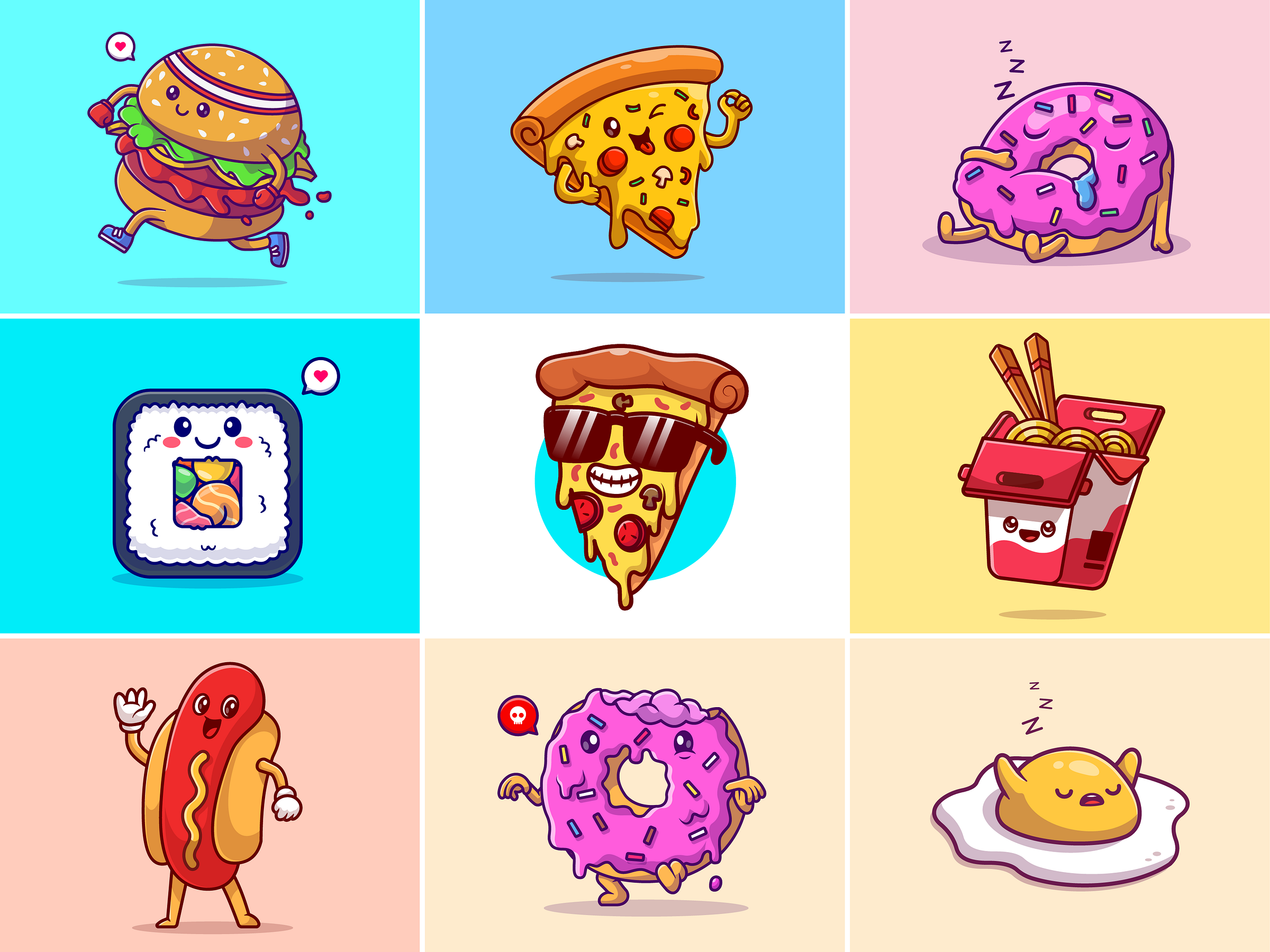 Food character🍔🍕🍩 by catalyst on Dribbble