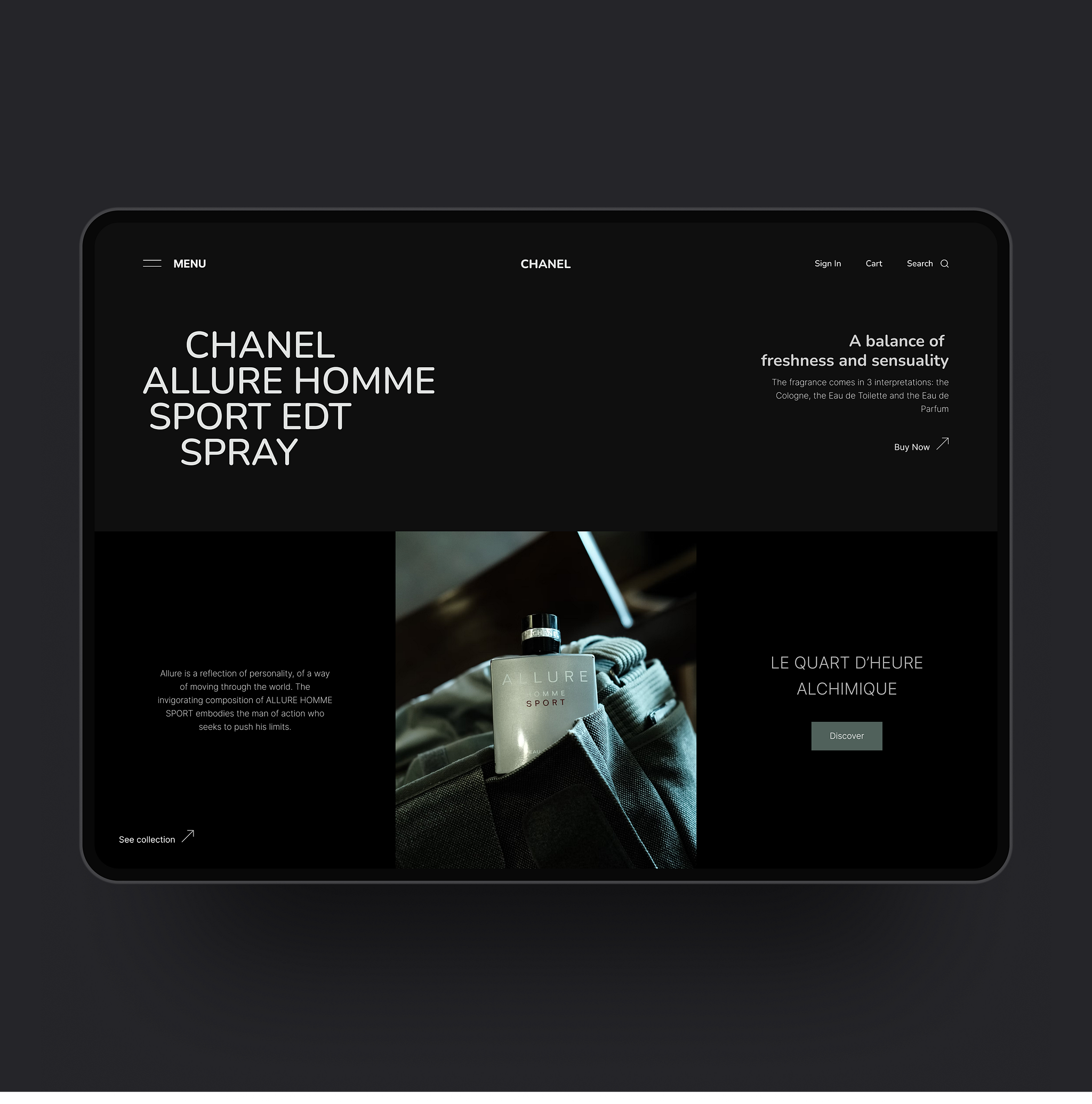 Chanel Allure Perfume 一 Landing Page UI by Ayush ️ on Dribbble