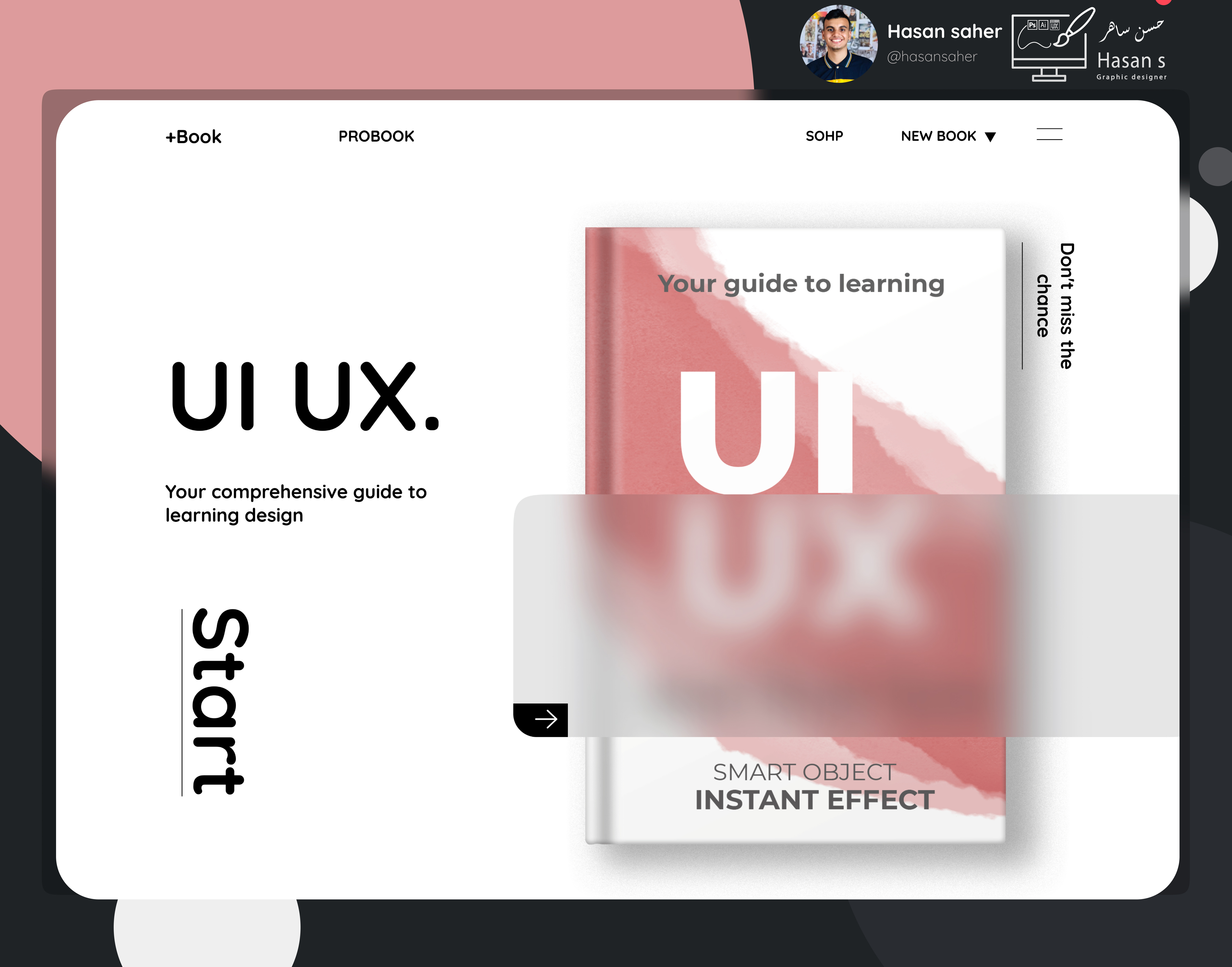Landing page** for presentations for UX UI book by Hasan Saher on Dribbble
