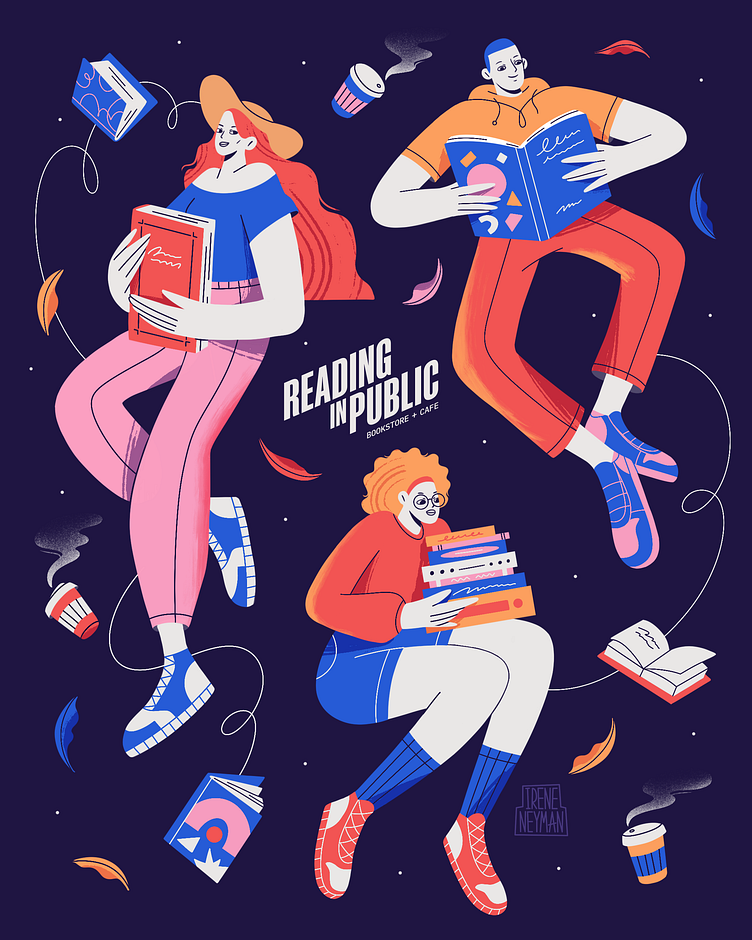 Reading in Public / Illustration by Irene Neyman on Dribbble
