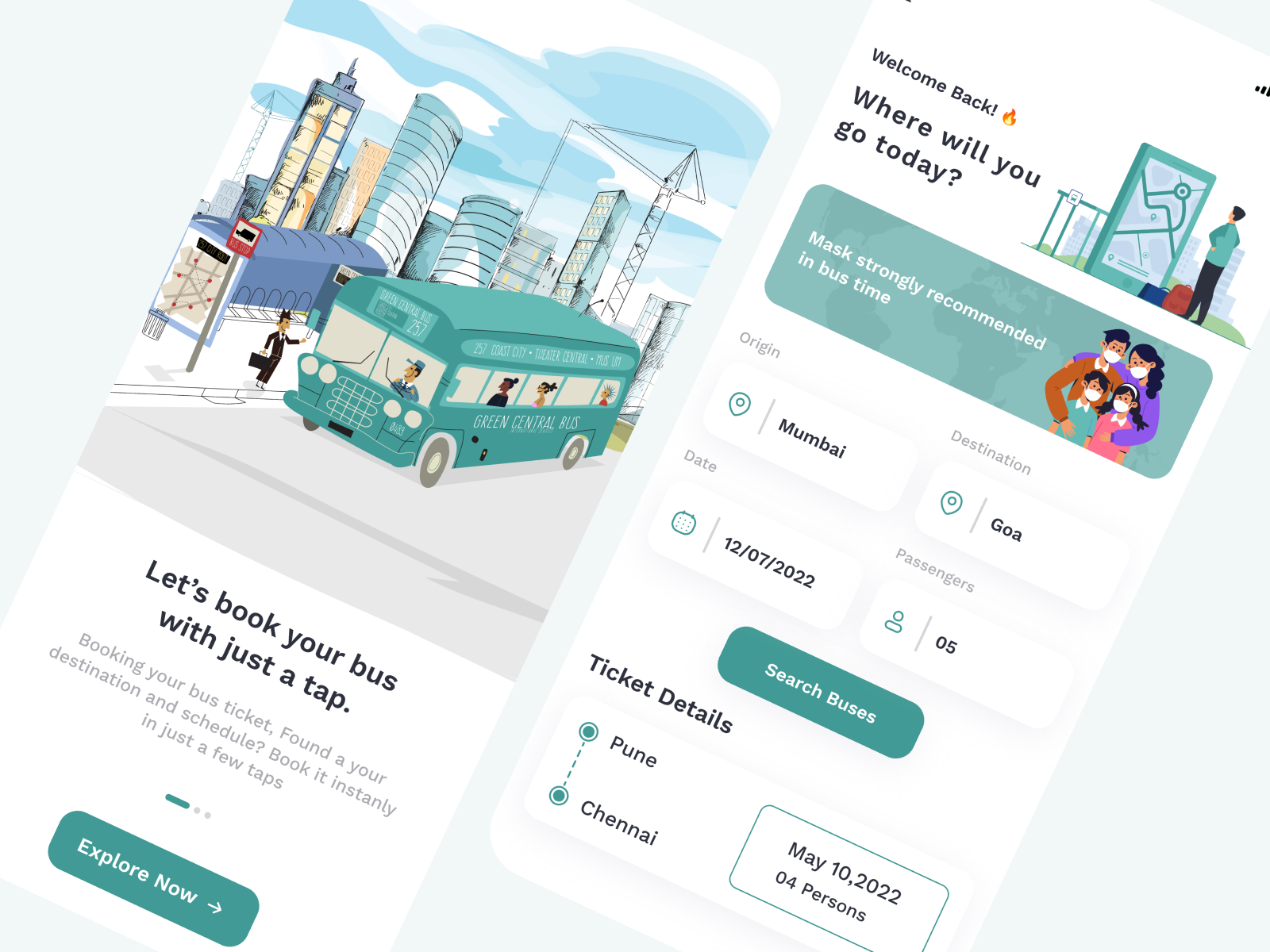Bus Ticket Booking App UI Design by Implies Solution on Dribbble