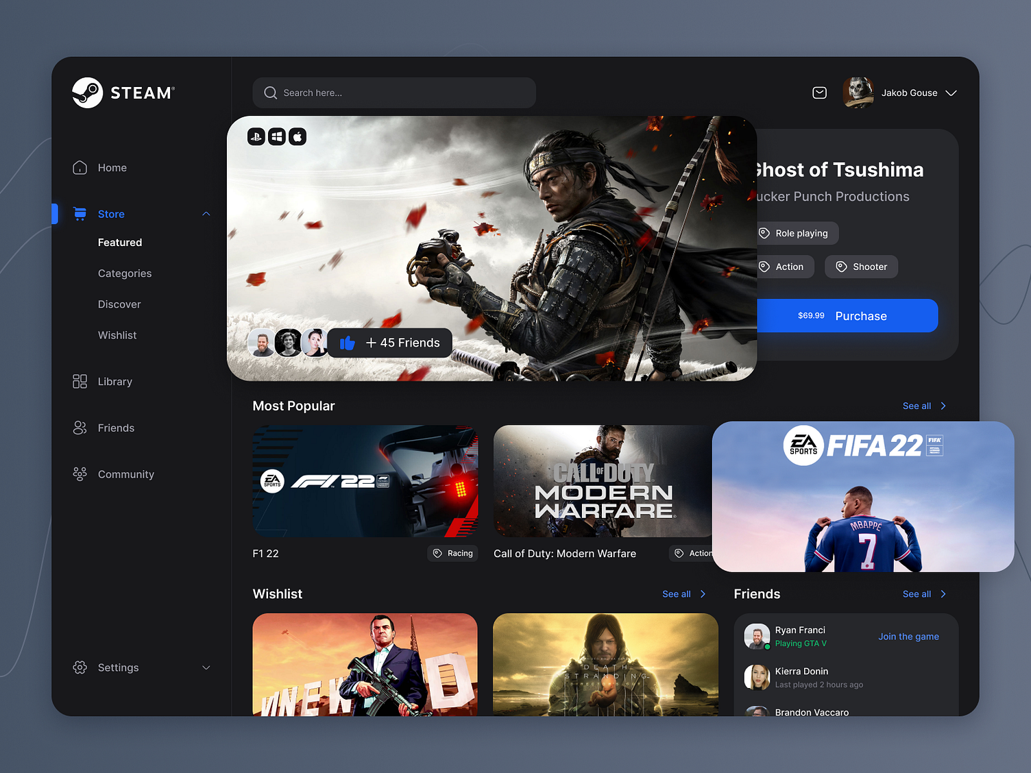 Steam Store Dashboard Redesign by Pouria Tajik for Obtic™ on Dribbble