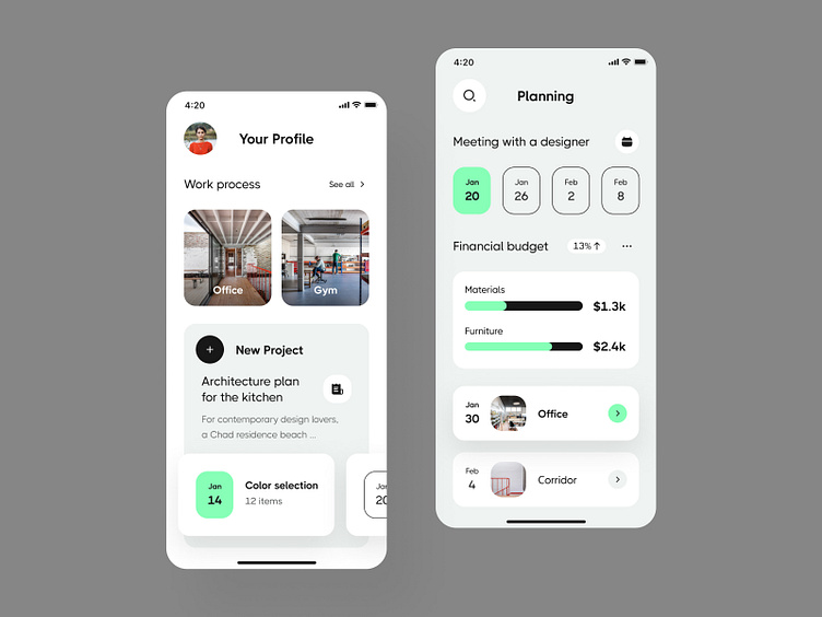 Home design app interaction by Taras Migulko on Dribbble