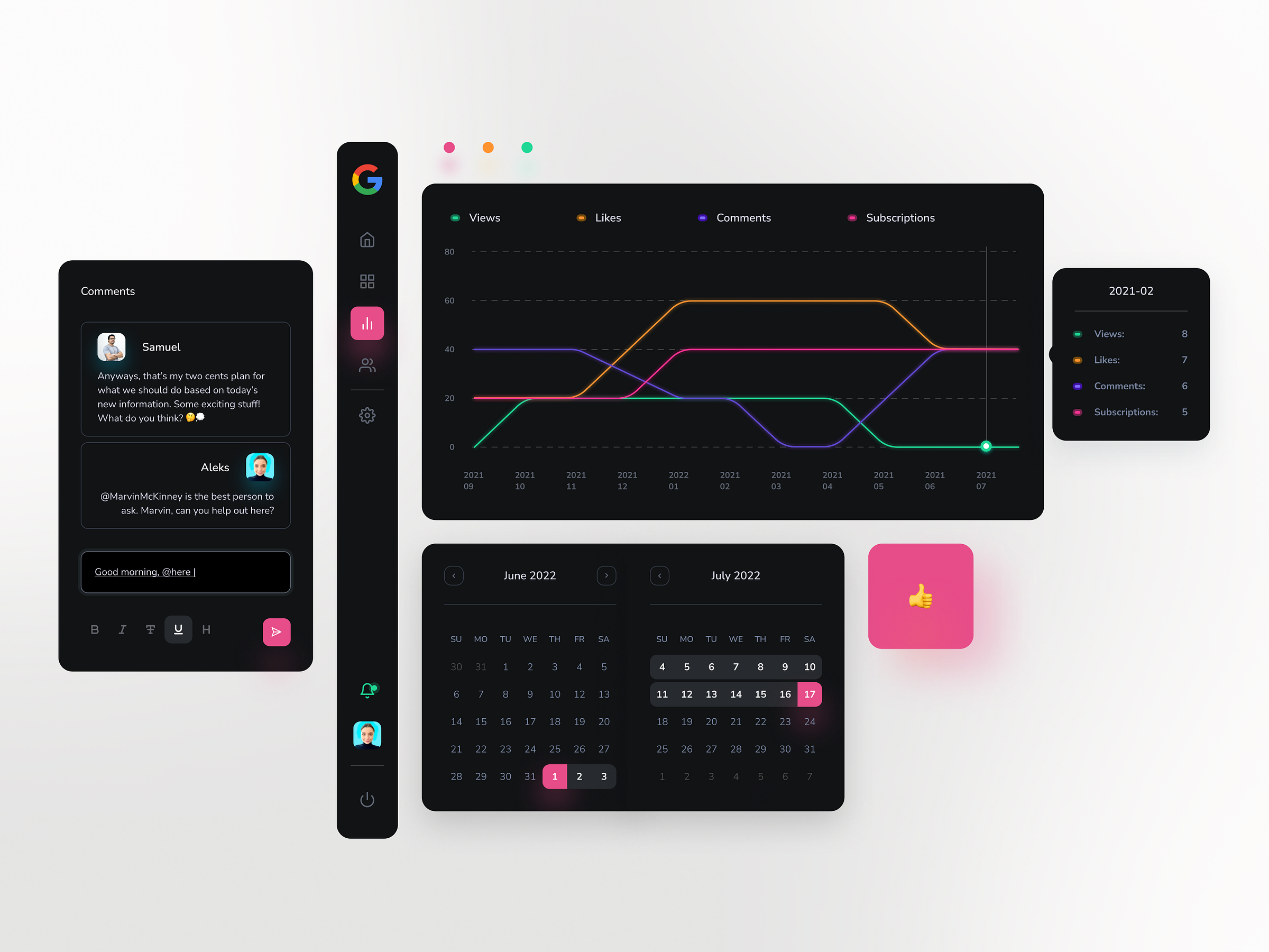 Dashboard Dark Mode UI Elements by Aleksandra Wojnarowicz for RS Studio ...