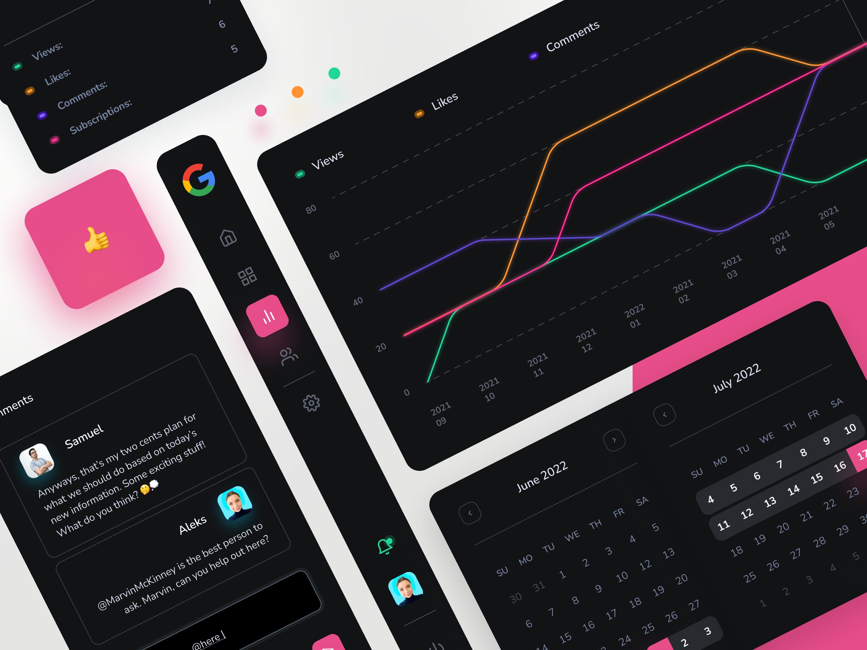 Dashboard Dark Mode UI Elements by Aleksandra Wojnarowicz for RS Studio ...