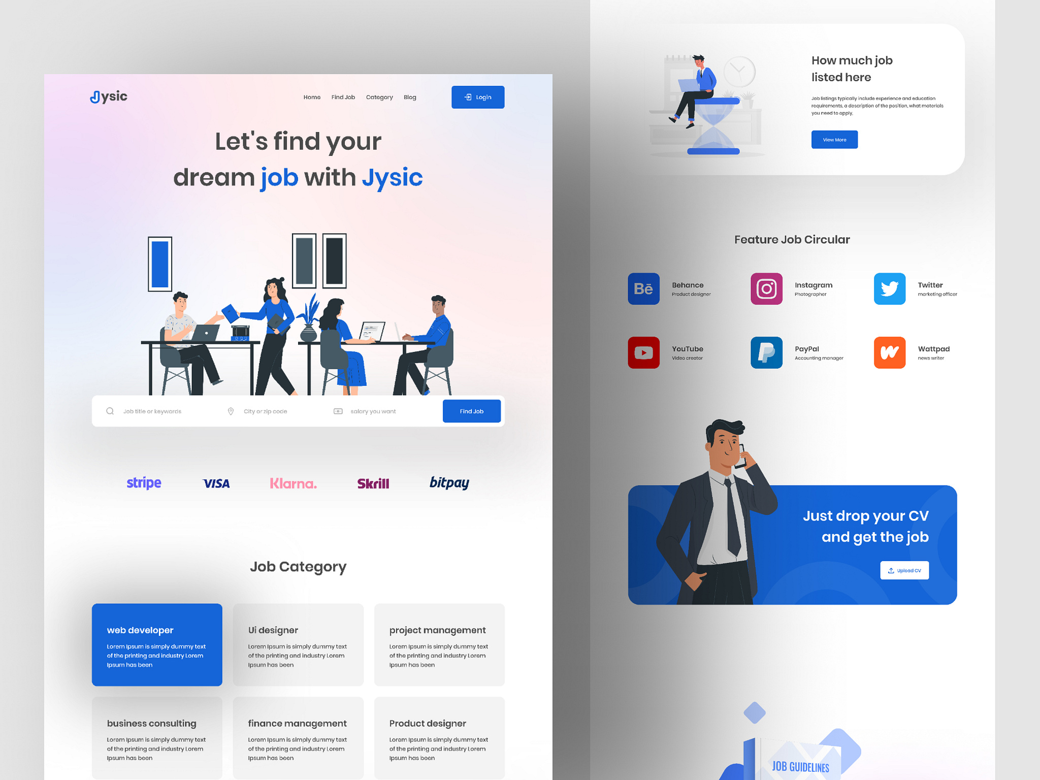 Job landing page design by Zilan on Dribbble