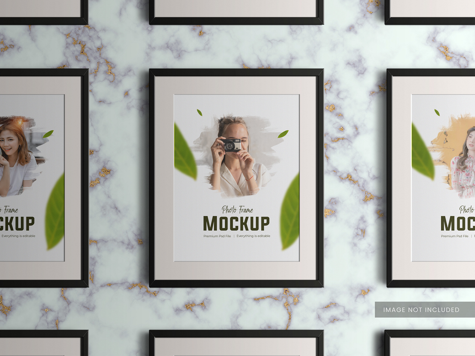 Gold Marvel Texture Background Black Photo Frame Mockup by Tanmoy Kumar ...