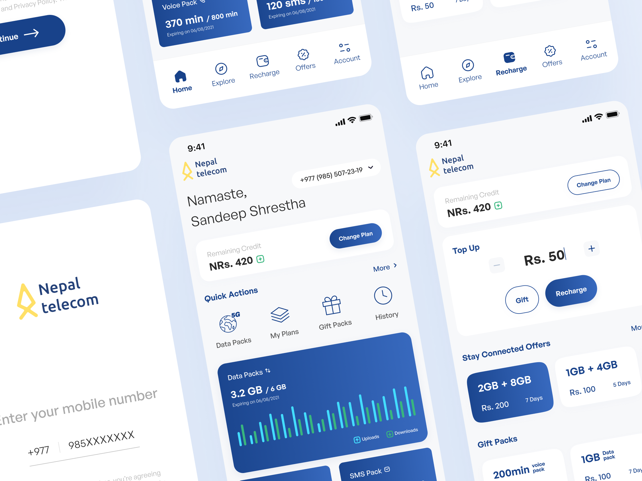 Nepal Telecom App Redesign Concept by Shrestha Sandeep on Dribbble