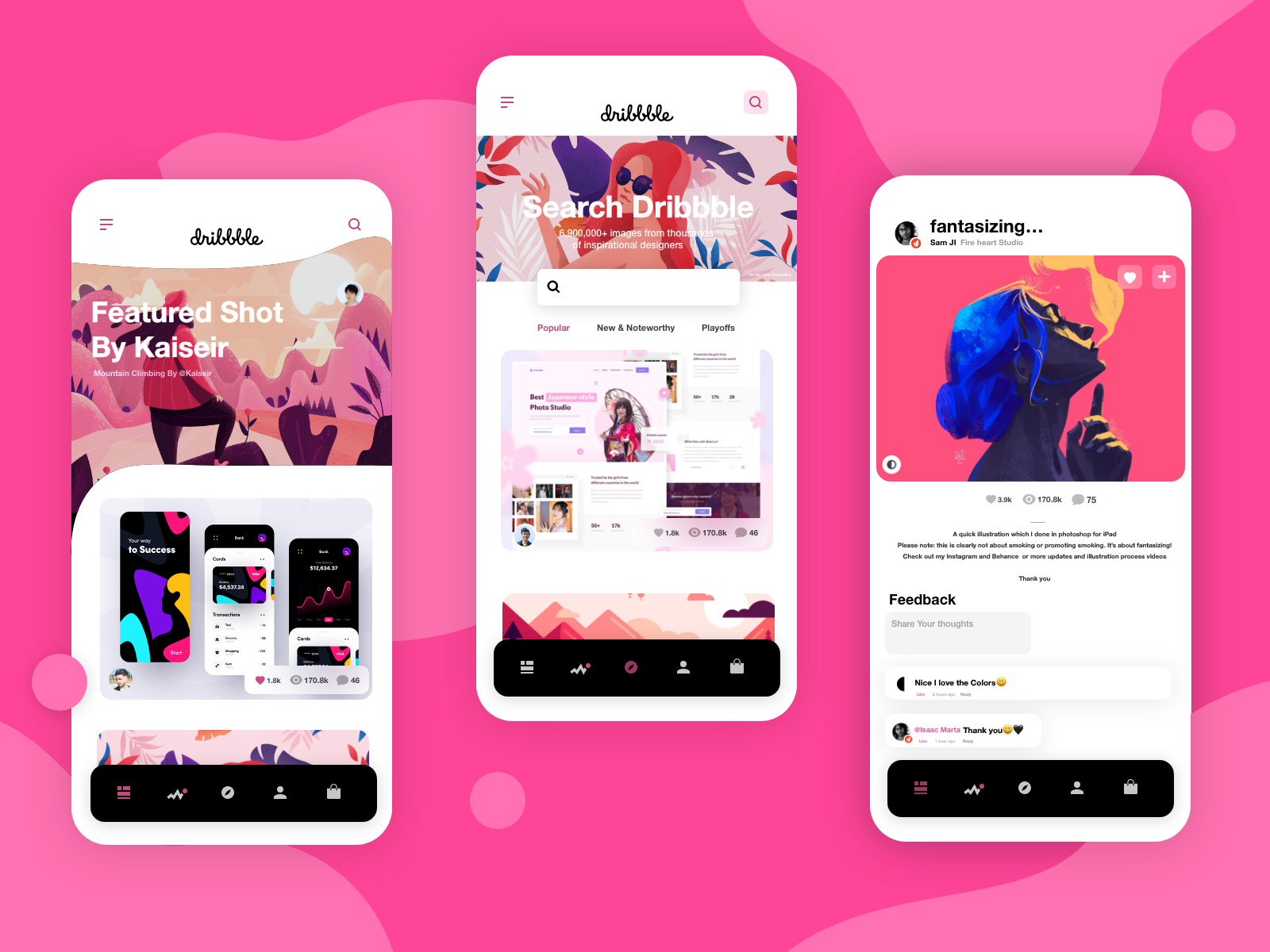 Dribbble App concept by Isaac Marta on Dribbble