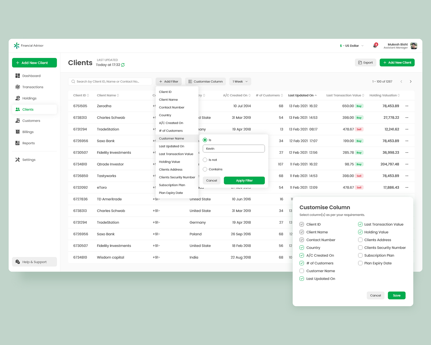 Clients Management Portal by Mukesh Bisht on Dribbble