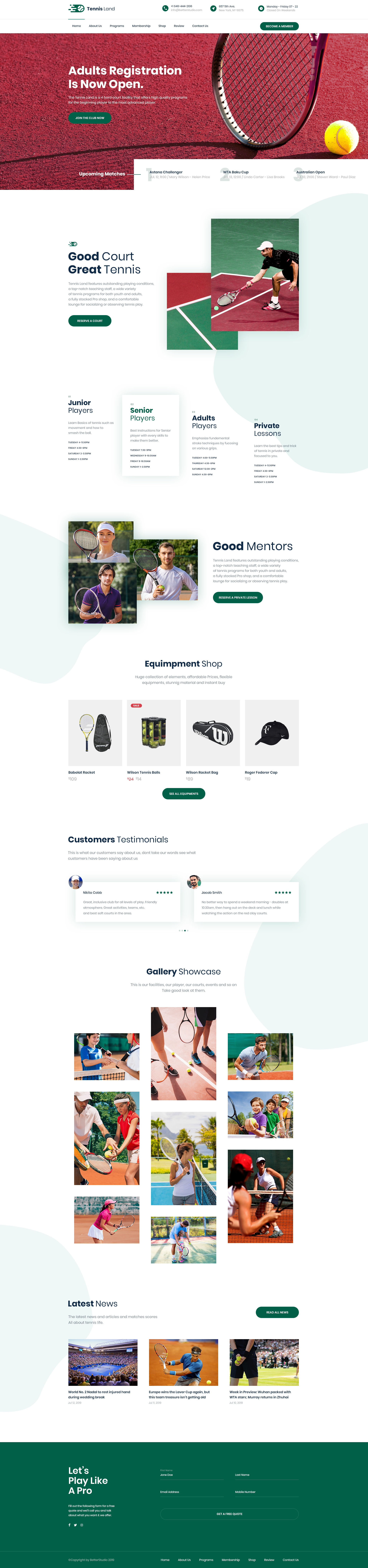 Tennis Land Landing Page by Ramin Hatami on Dribbble